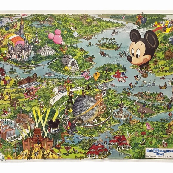 Disney | Wall Decor | Walt Disney World 99 Illustrated Resort Map ...